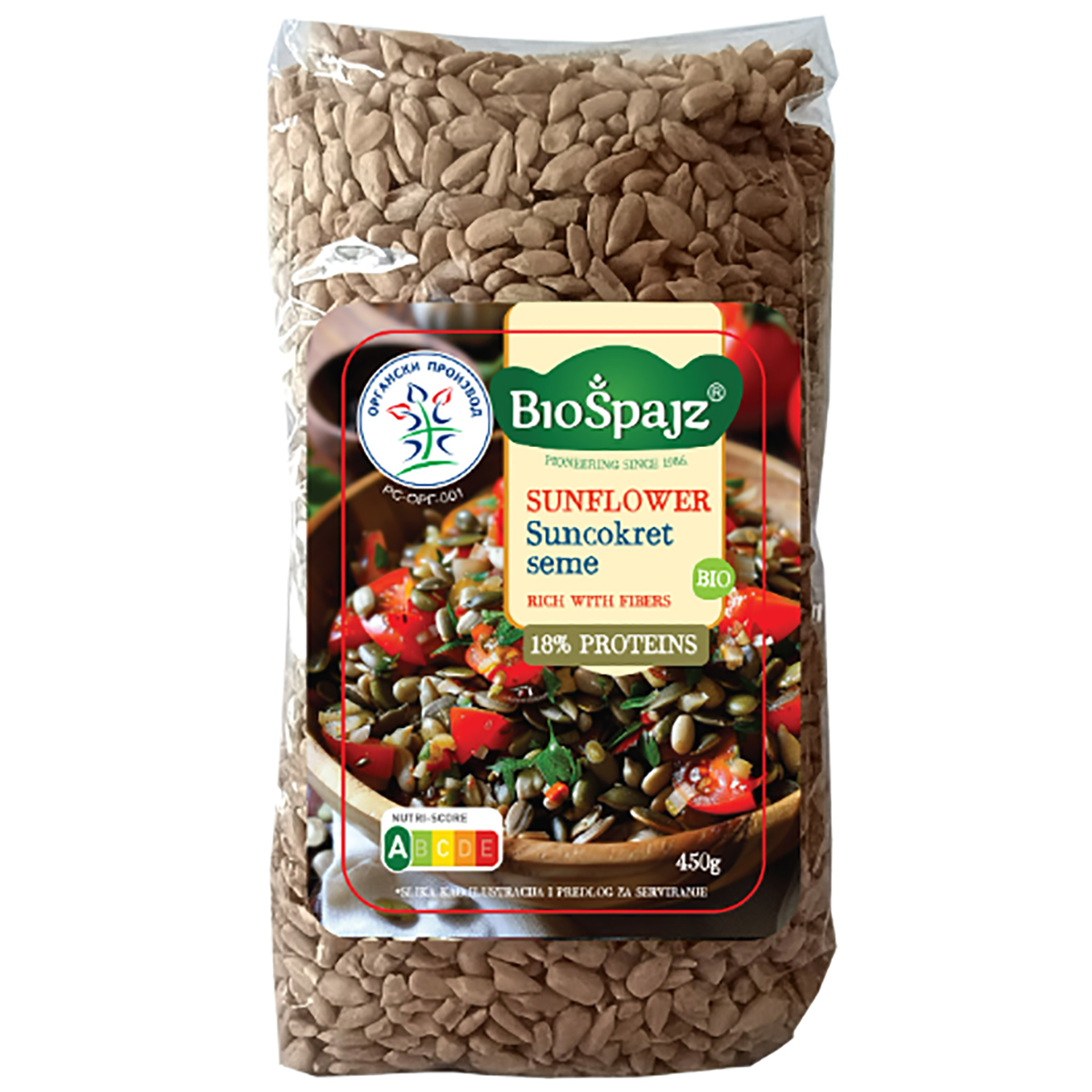 Organski oljušteni sirovi suncokret Biošpajz, 450g 1111111112302 | Naturehub - prodavnica prirode