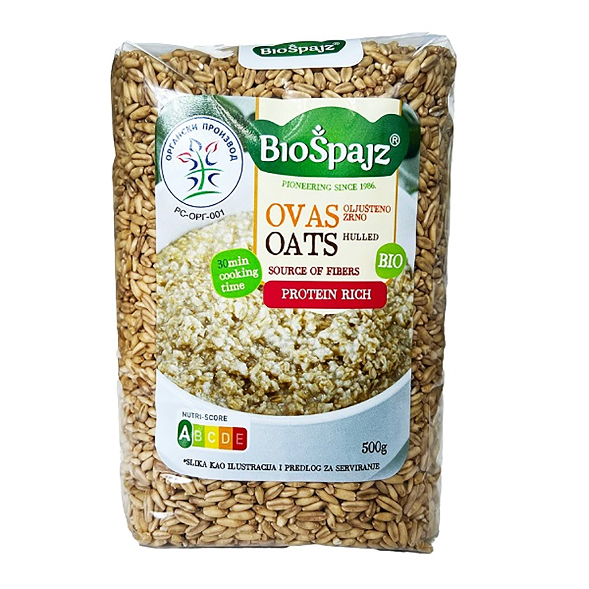 Ovas oljušteni organski, Biošpajz, 450g 1111111112395 | Naturehub - prodavnica prirode